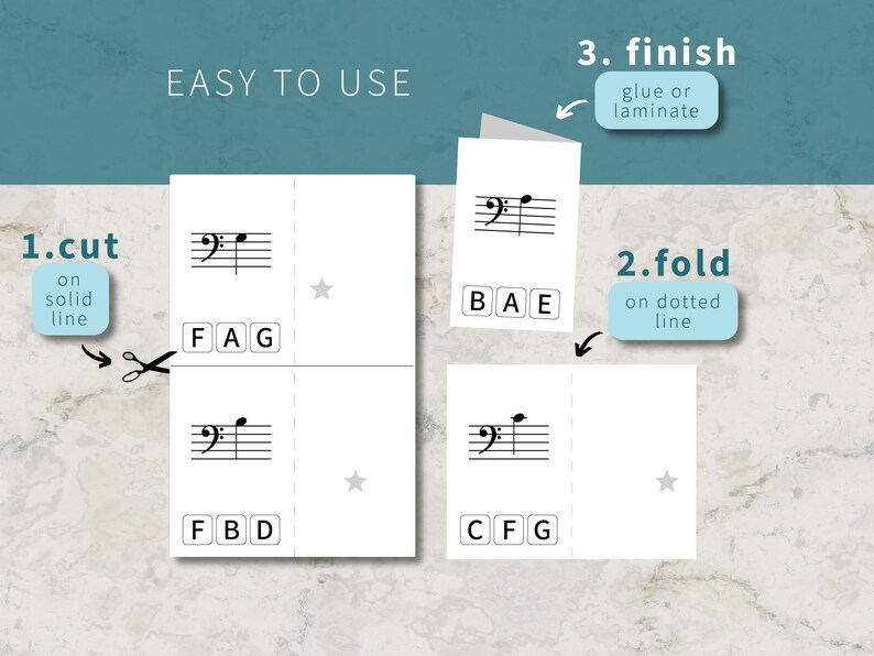 Music Note Flashcards Self Correcting, Treble & Bass Clef Flash Cards ...