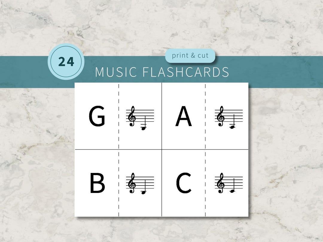Music Note Flash Cards, Musical Note Names Flashcards, Treble Clef ...