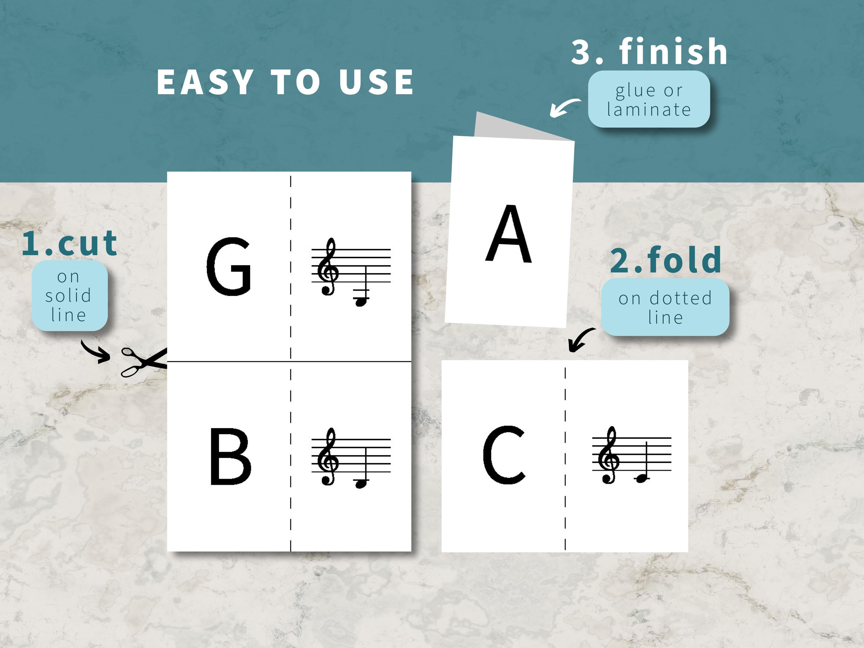 Music Note Flash Cards, Musical Note Names Flashcards, Treble Clef ...