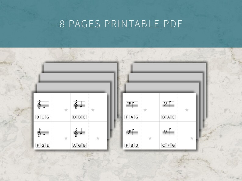 Music Note Flashcards Self Correcting, Treble & Bass Clef Flash Cards ...