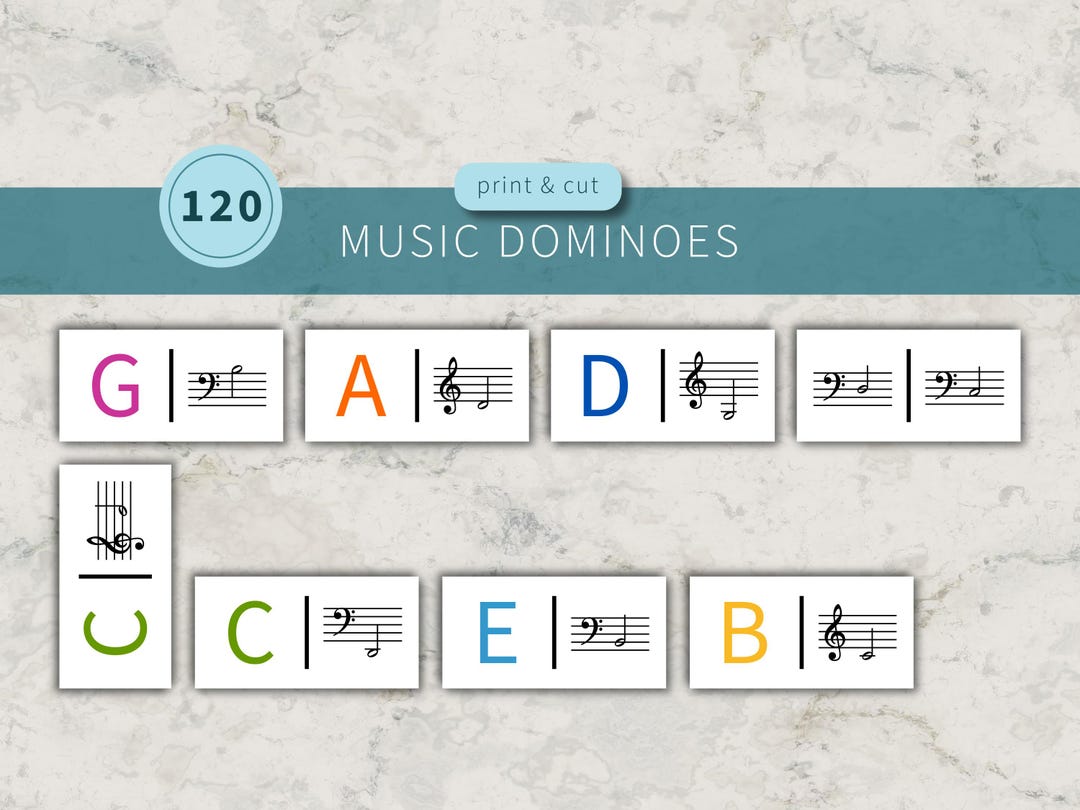 Domino Music Cards Printable, Treble and Bass Clef, Paper Flash Cards ...