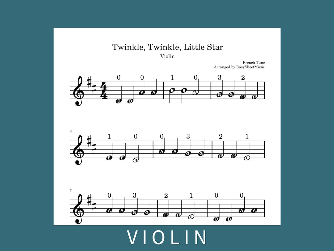 Twinkle Twinkle Little Star | EASY Violin Sheet Music & Audio, PDF/MP3 ...