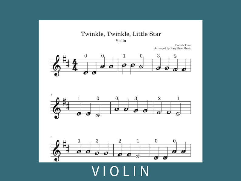 Twinkle Twinkle Little Star | EASY Violin Sheet Music & Audio, PDF/MP3 ...