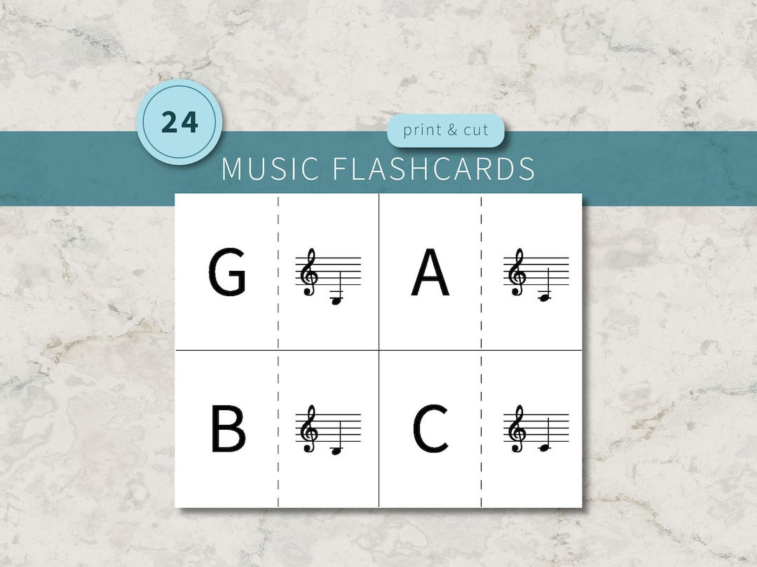 Music Note Flashcards, Treble Clef Flash Cards, PDF Download - Etsy
