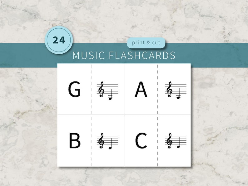 Music Note Flashcards, Treble Clef Flash Cards, PDF Download - Etsy