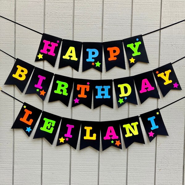 Neon Birthday Banner - Etsy