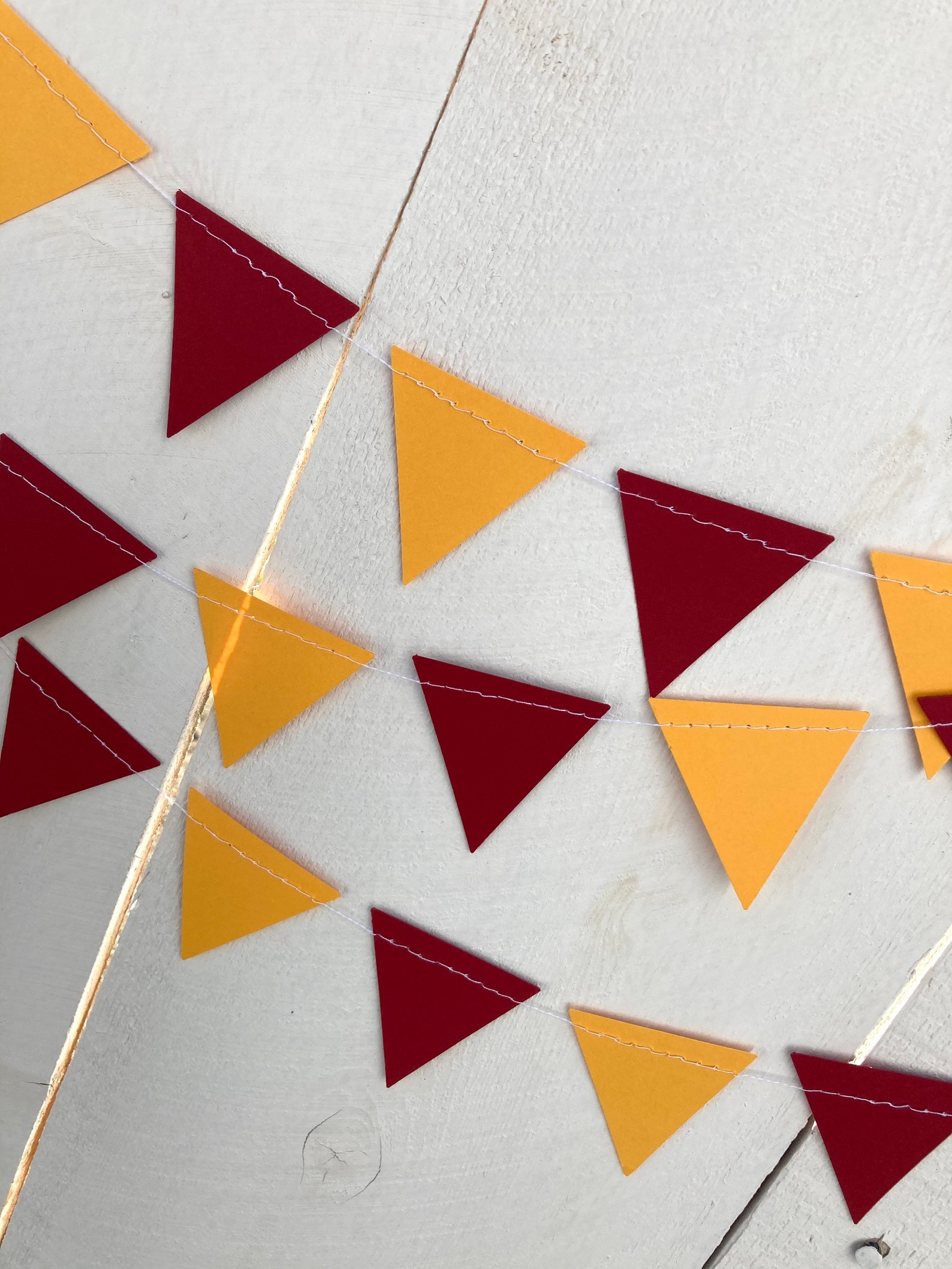 Maroon and Gold Graduation Party Bunting, Burgundy and Yellow Triangle ...