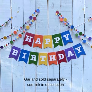 Rainbow Birthday Banner, Colorful Party Decor, Card Stock Birthday Sign ...