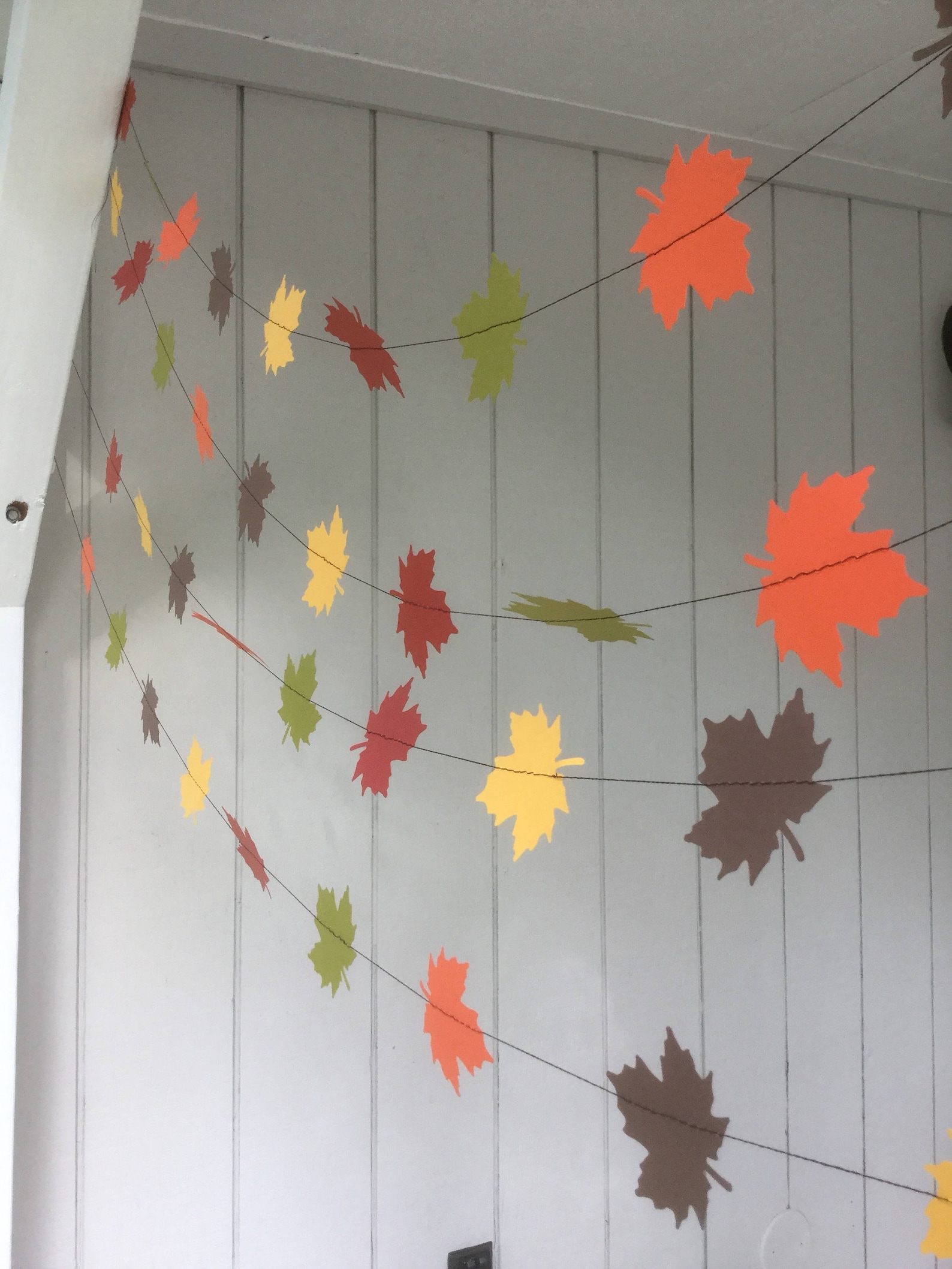 Fall Leaf Garland, Paper Leaf Bunting, Autumn Garland, Autumn Decor ...