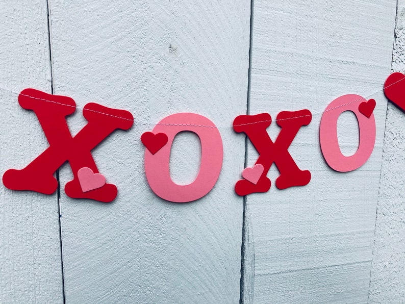 Valentine's Day Banner, XOXO Banner, Cute Valentine's Day Decoration ...