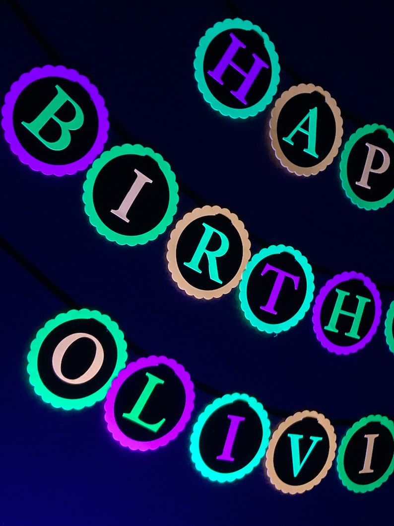 Glow Party Neon Black Light HAPPY BIRTHDAY Banner - Etsy