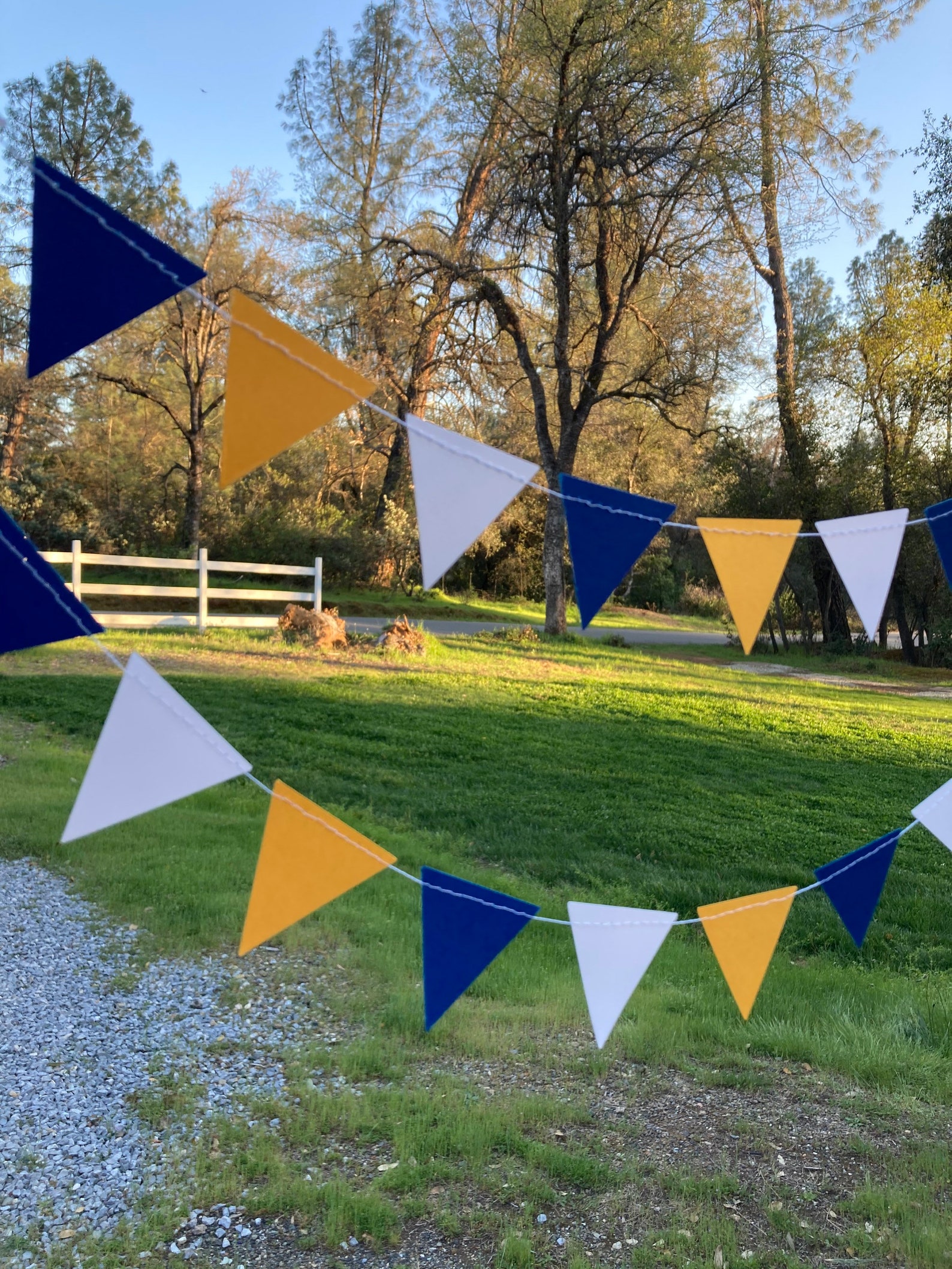 Graduation Decoration, Blue and Gold, Graduation Garland, Triangle ...