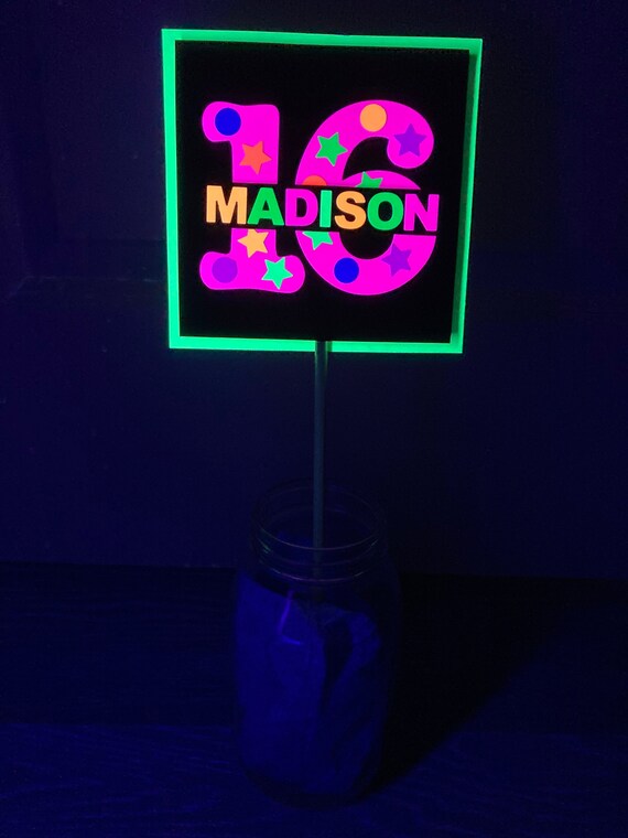 Glow Party Centerpiece, Neon Table Decor, Blacklight Birthday Party ...