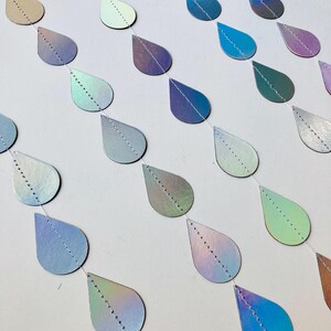 Iridescent Raindrop Garland, Holographic, Baby Sprinkle Decor, Baby ...