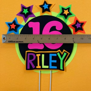 Glow Party Cake Topper, Neon Cake Topper, Birthday Cake Decor ...