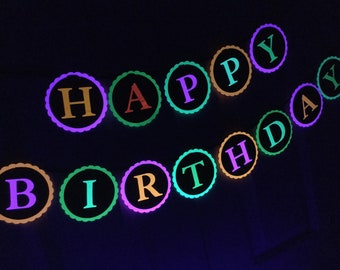 Neon Birthday Banner | Etsy