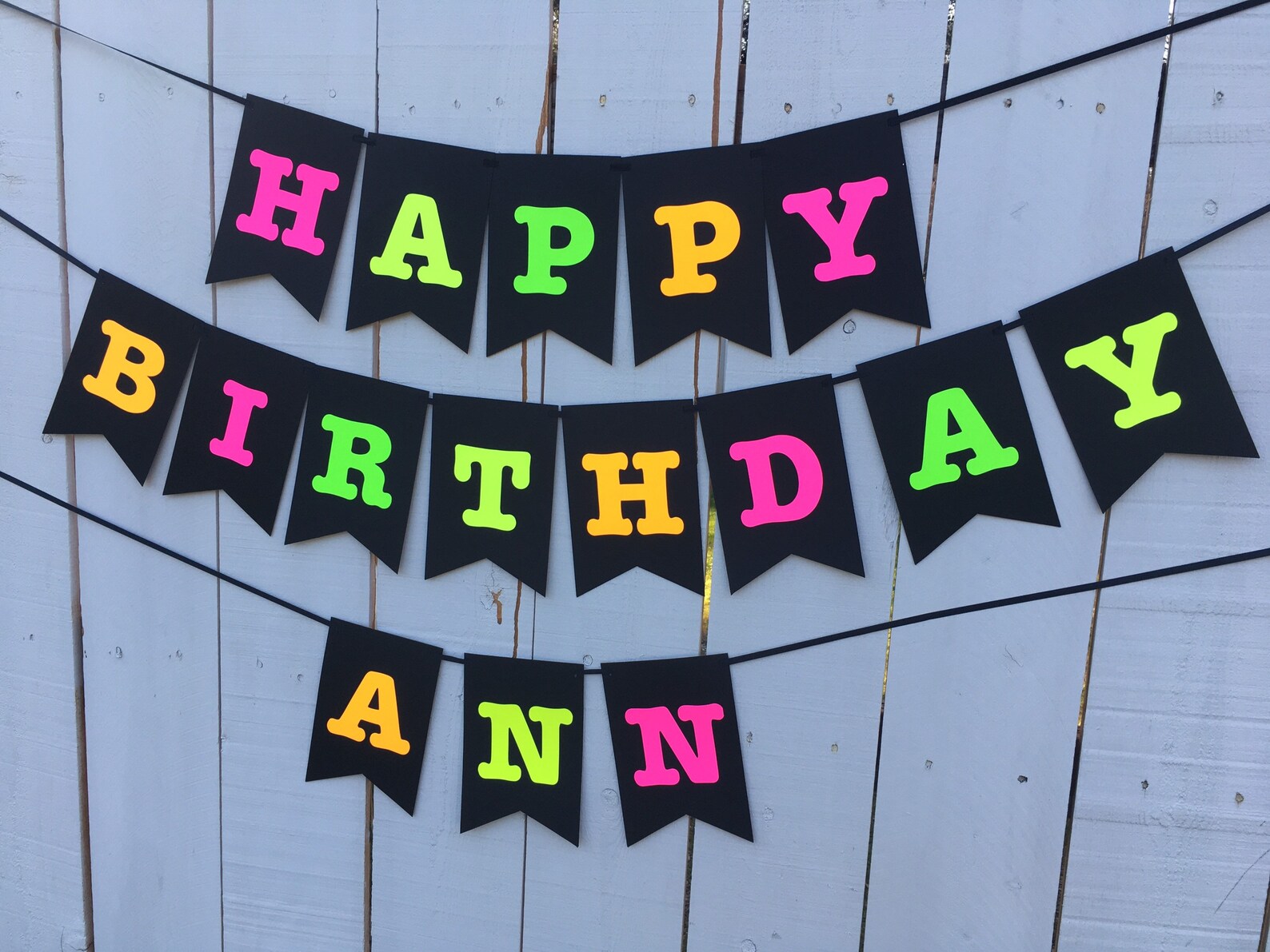 Large Neon Birthday Banner Glow Party Banner Custom Neon - Etsy