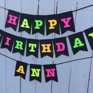 Large Neon Birthday Banner, Glow Party Banner, Custom Neon Banner ...