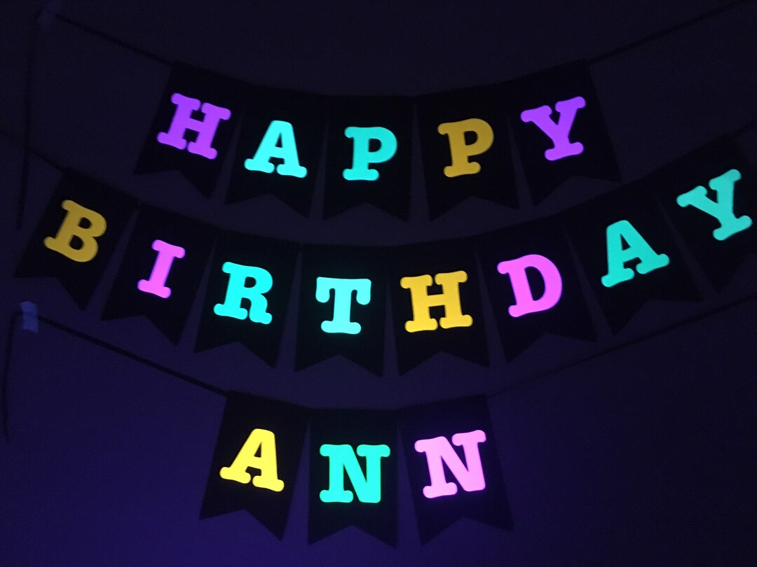 Large Neon Birthday Banner, Glow Party Banner, Custom Neon Banner ...