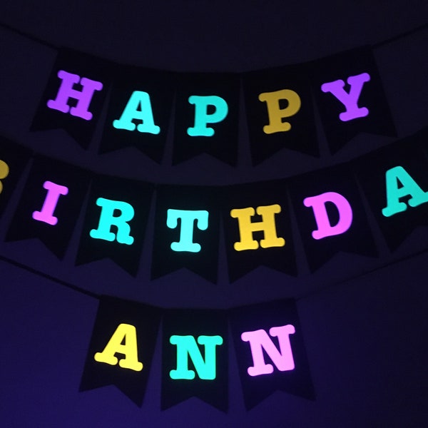 Neon Birthday Banner - Etsy