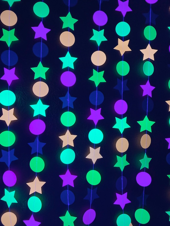 Glow Party Decorations, Neon Star Circle Garland, Black Light Party ...