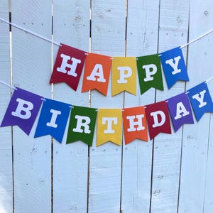 Rainbow Birthday Banner, Colorful Party Decor, Card Stock Birthday Sign ...