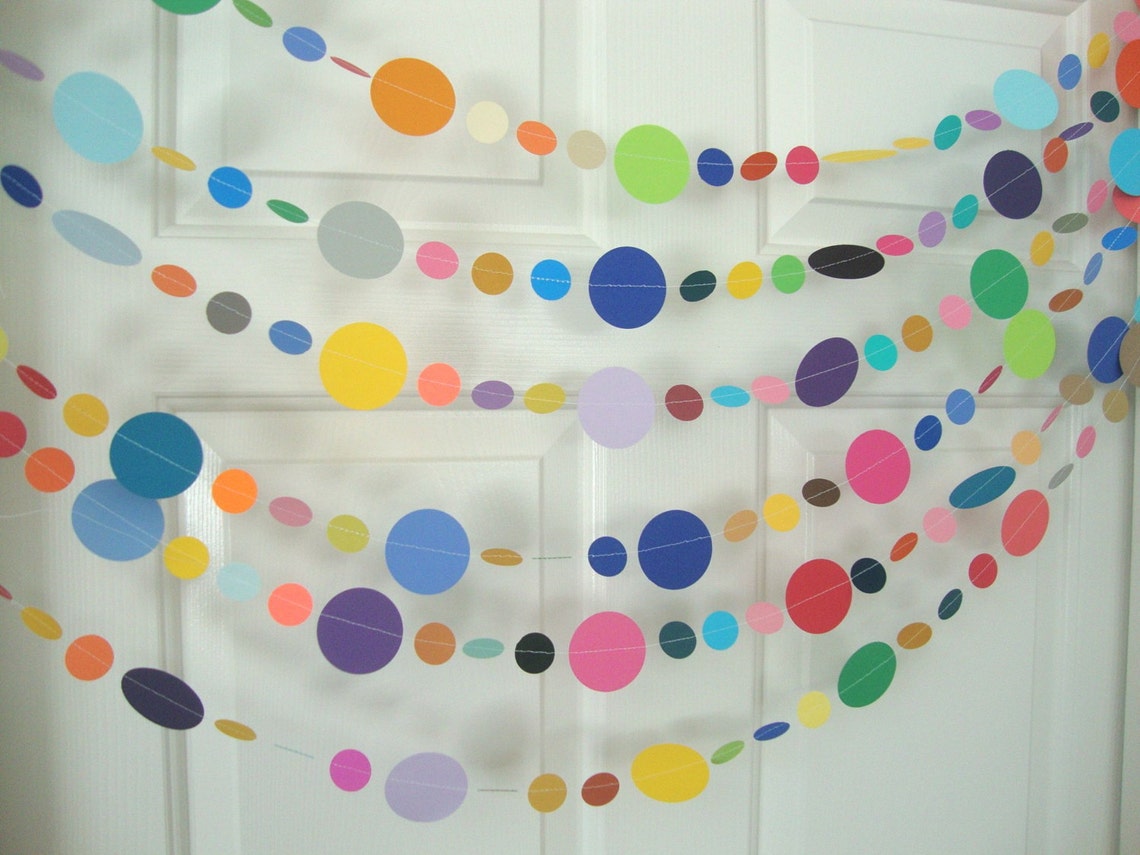 Colorful Garland, Paper Circle Garland, All Occasion Garland, Rainbow ...