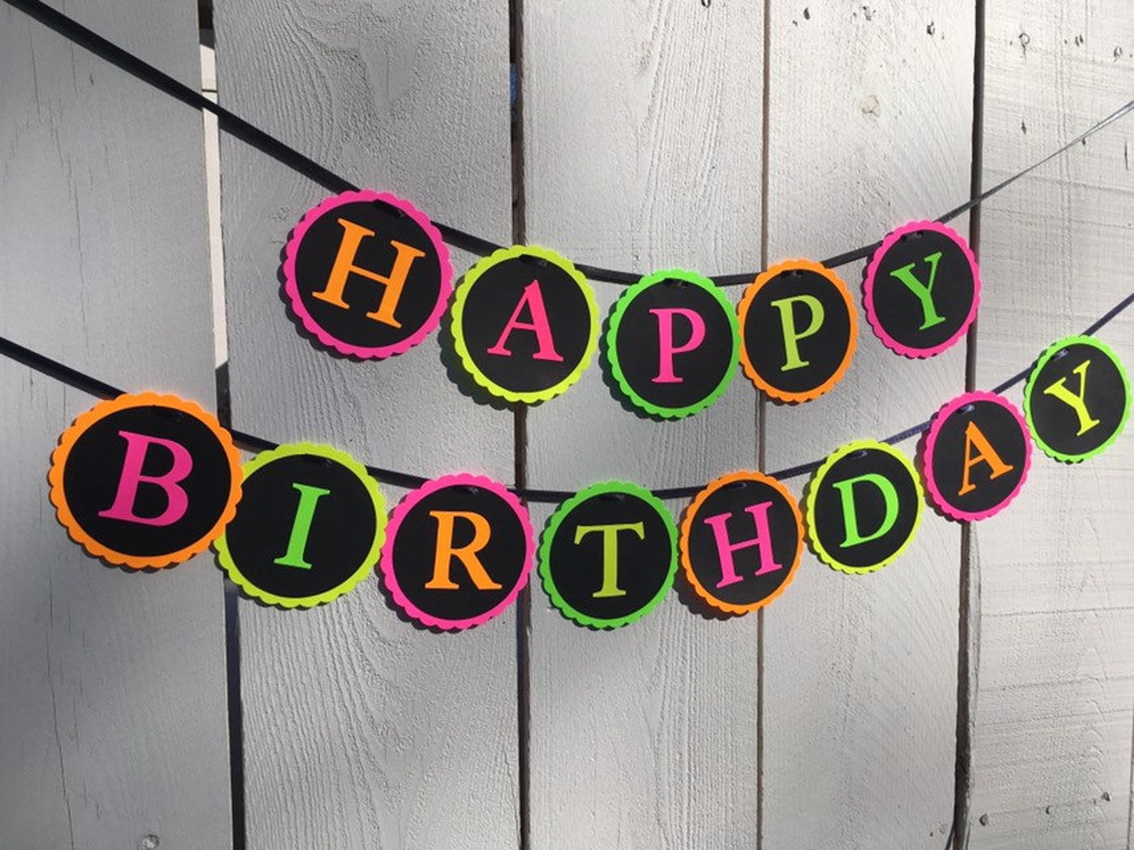 Glow Party Neon Black Light HAPPY BIRTHDAY Banner | Etsy