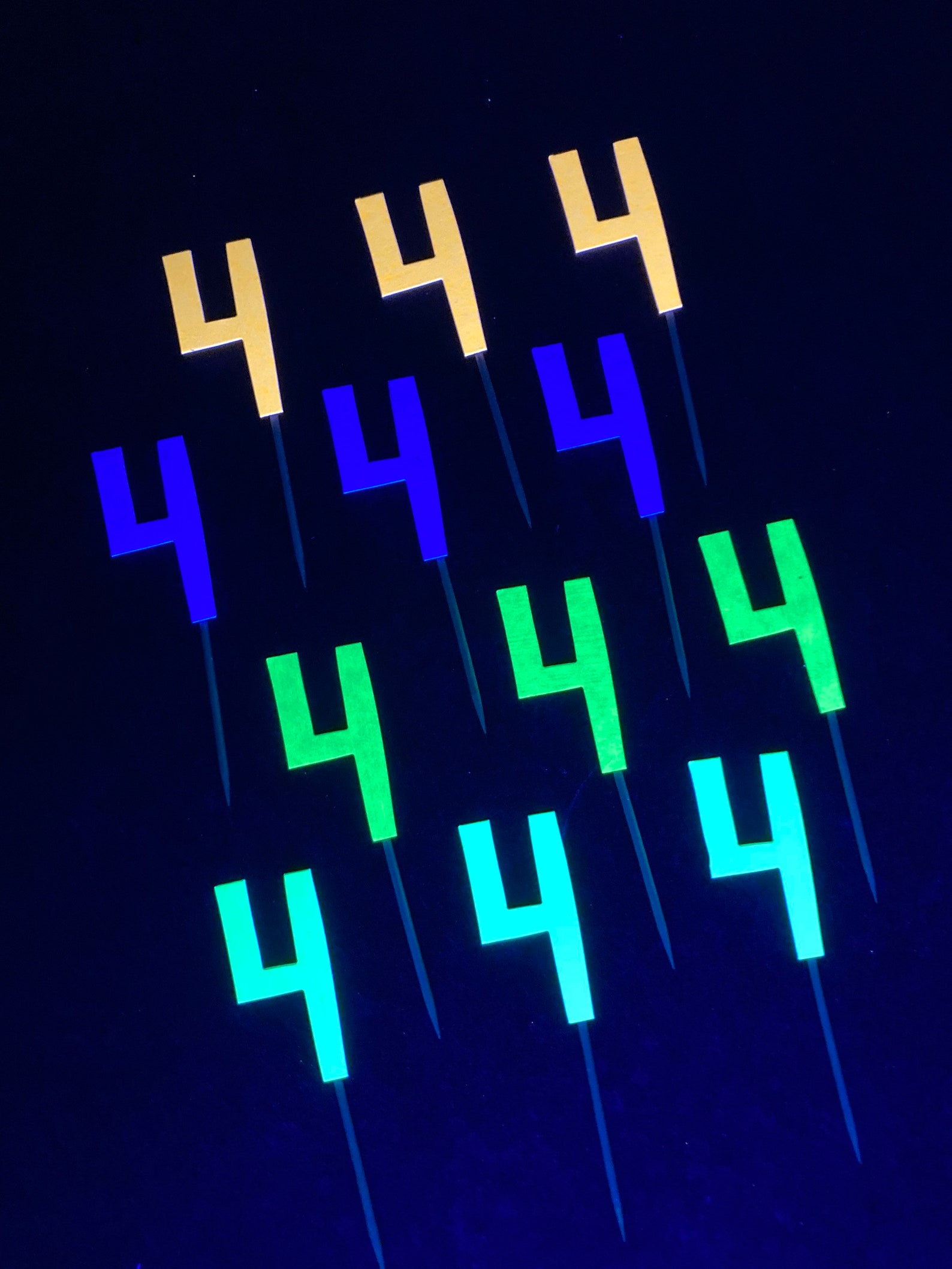 Glow Party Cupcake Toppers Number Cupcake Toppers Neon - Etsy