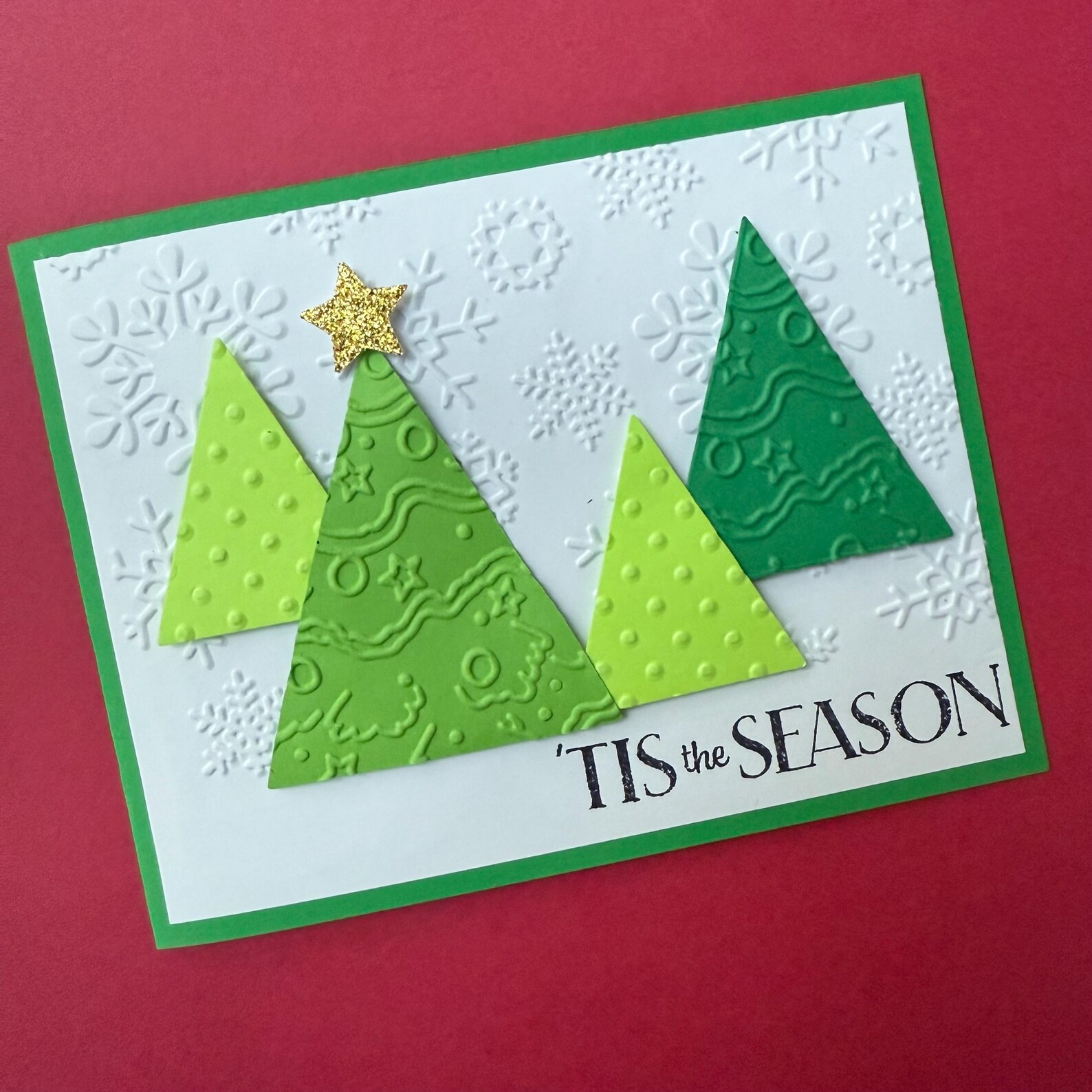 Handmade Christmas Card Kit: Embossed Christmas Tree Card Set, DIY ...