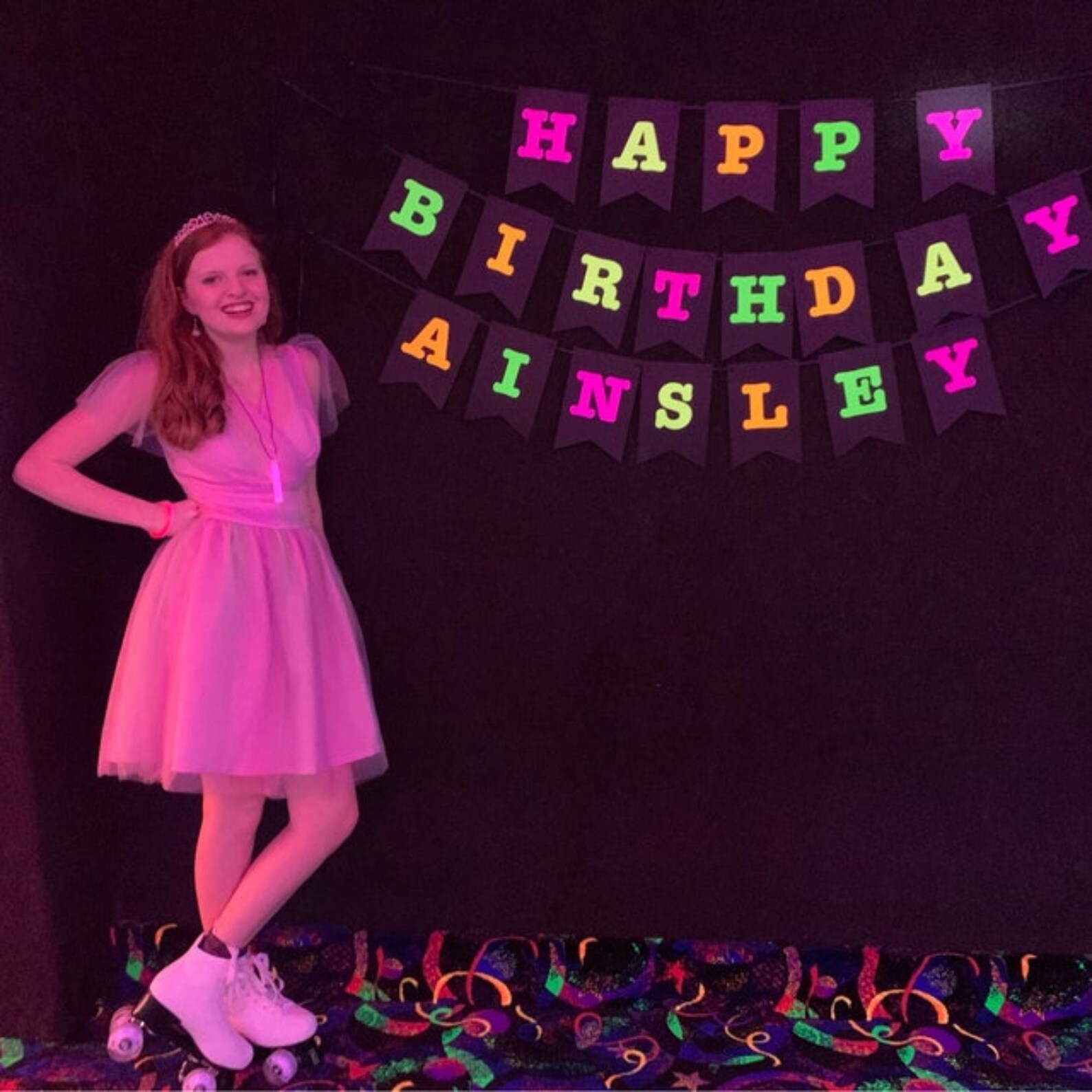 Large Neon Birthday Banner Glow Party Banner Custom Neon - Etsy