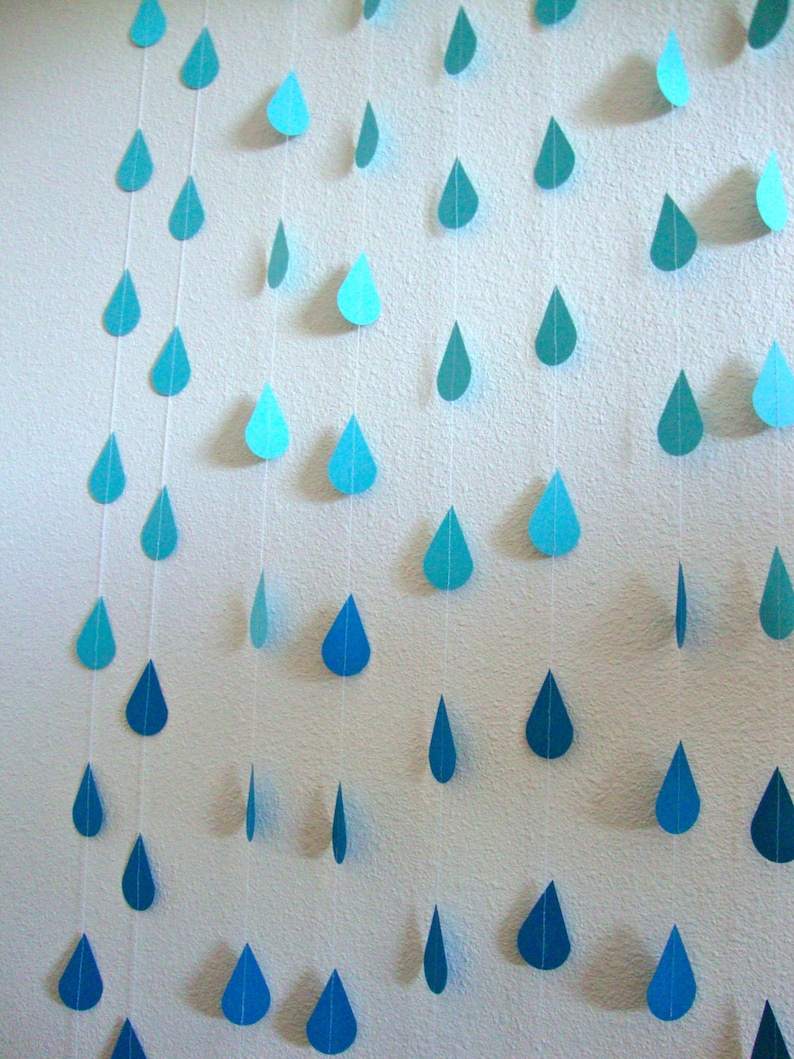 Blue Ombre Raindrops, Raindrop Garland, Baby Boy Shower Decor, Baby ...