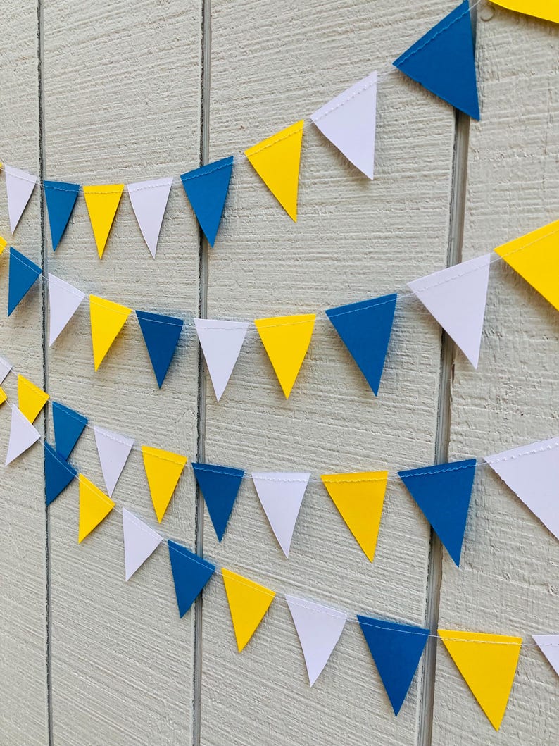 UCLA Graduation Party Garland, Blue and Yellow Triangle Bunting, Dorm ...