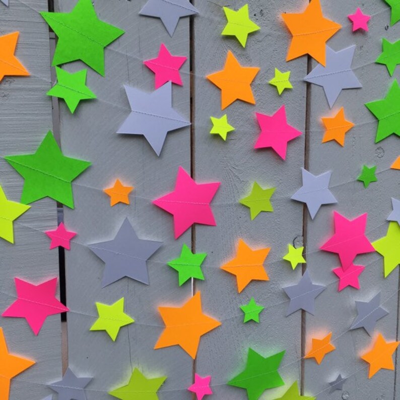 Neon Star Garland Neon Decoration Glow Party Star Garland - Etsy Canada