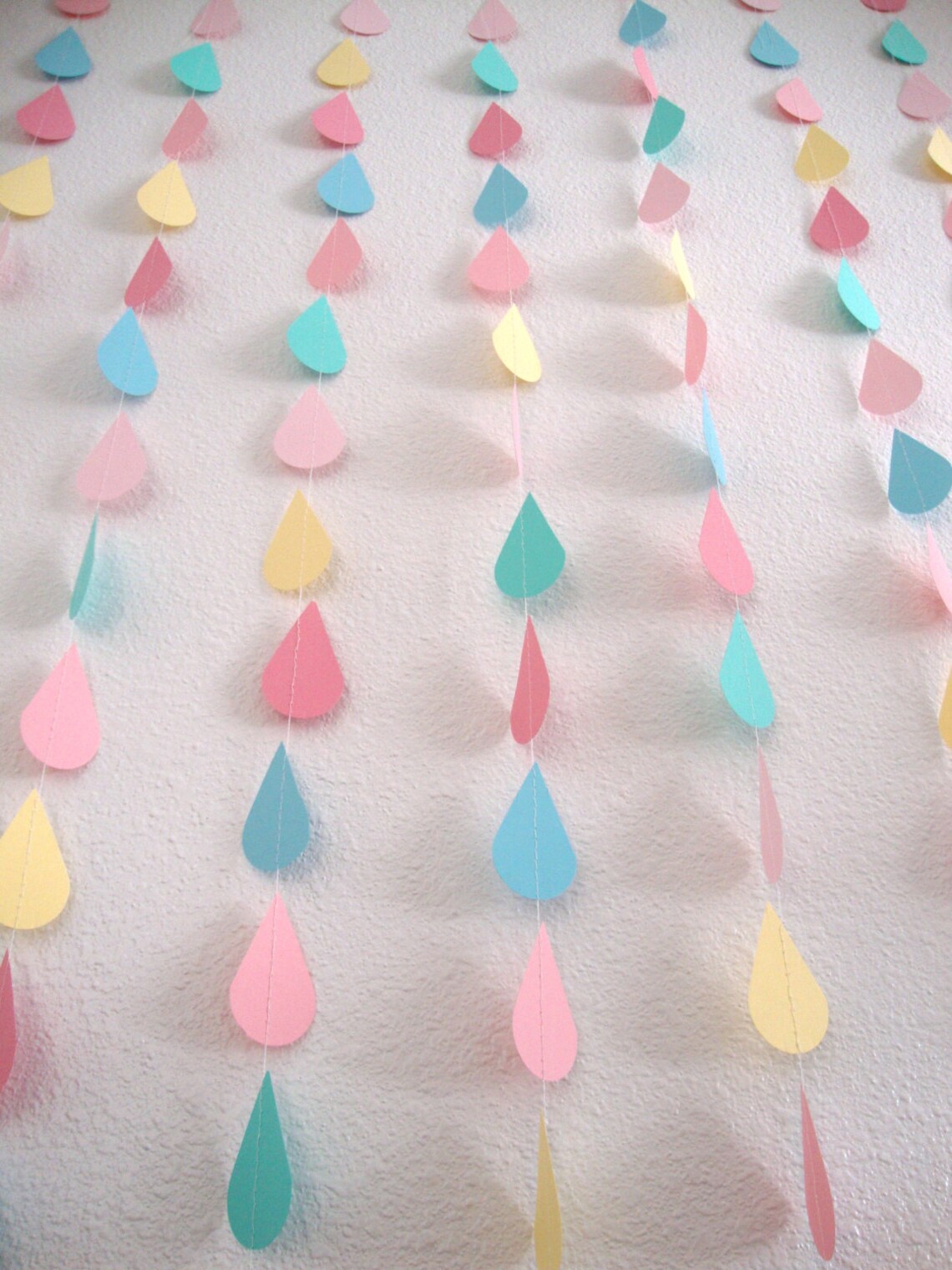 Pastel Sprinkle Garland, Raindrop Garland, Baby Shower Backdrop, Baby ...