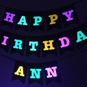 Large Neon Birthday Banner, Glow Party Banner, Custom Neon Banner ...