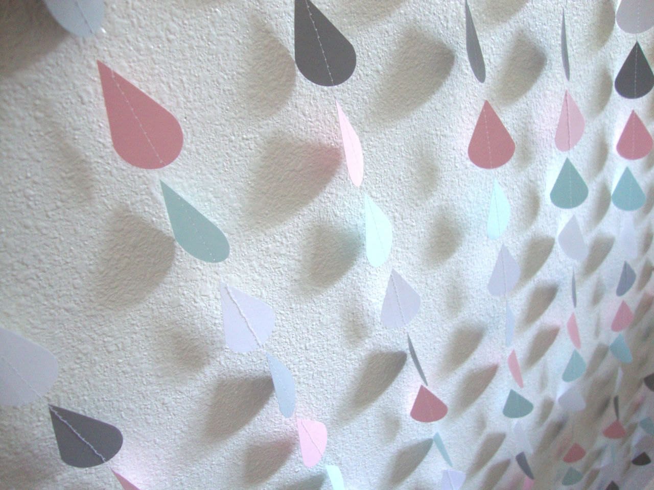 Raindrop Garland, Baby Shower Decor, Neutral Baby Shower, Pink and Blue ...