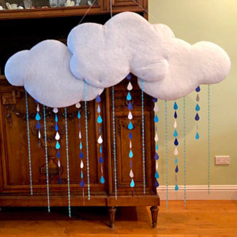 Blue and Turquoise Raindrops, Raindrop Garland, Baby Sprinkle ...