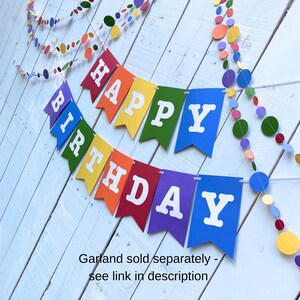Rainbow Birthday Banner, Colorful Party Decor, Card Stock Birthday Sign ...