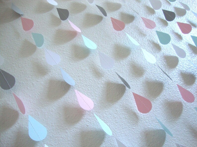 Raindrop Garland, Baby Shower Decor, Neutral Baby Shower, Pink and Blue ...