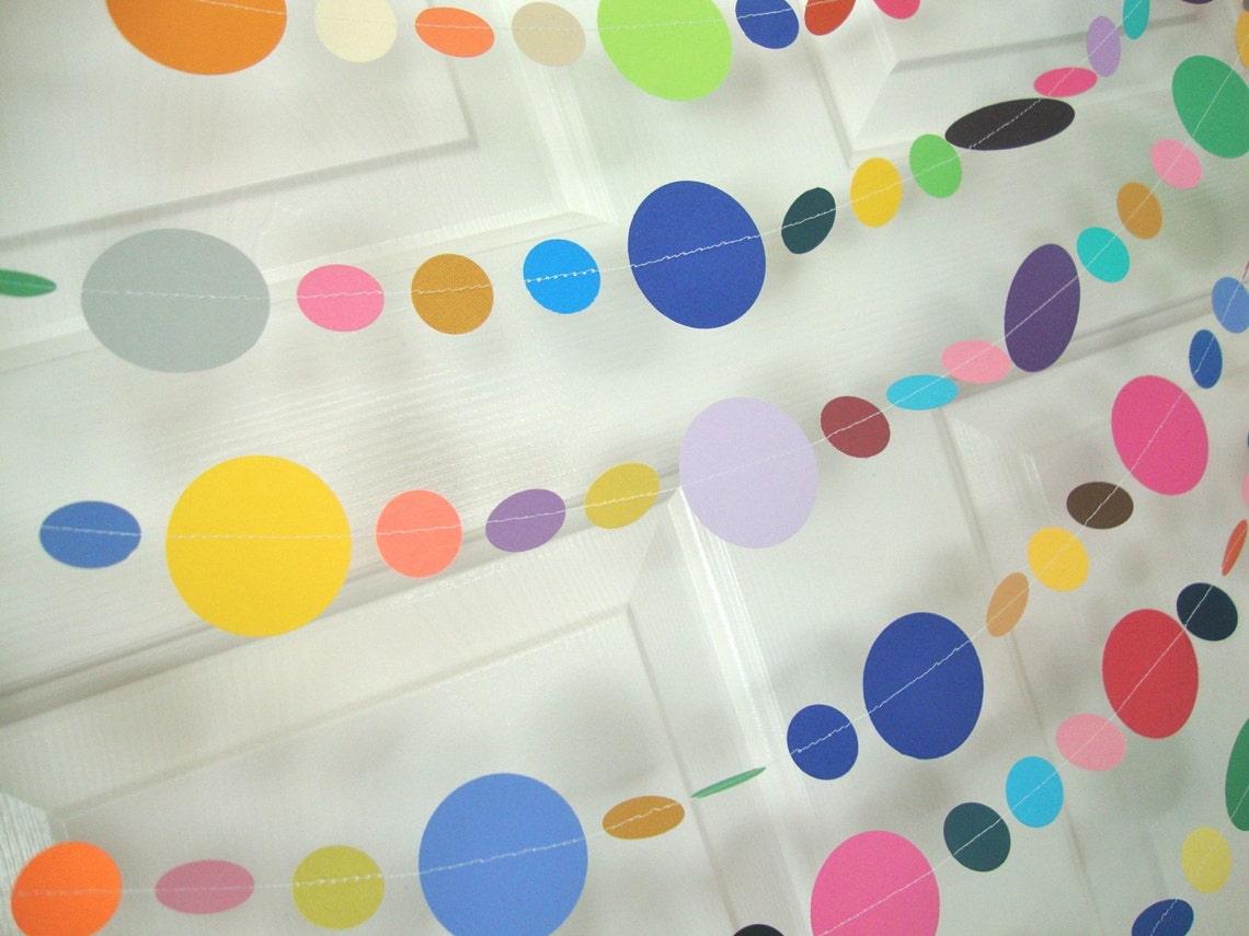 Colorful Garland, Paper Circle Garland, All Occasion Garland, Rainbow ...