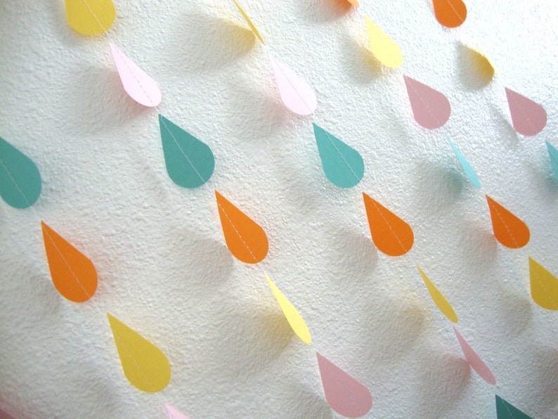 Neutral Baby Sprinkle Garland Pastel Raindrop Garland - Etsy