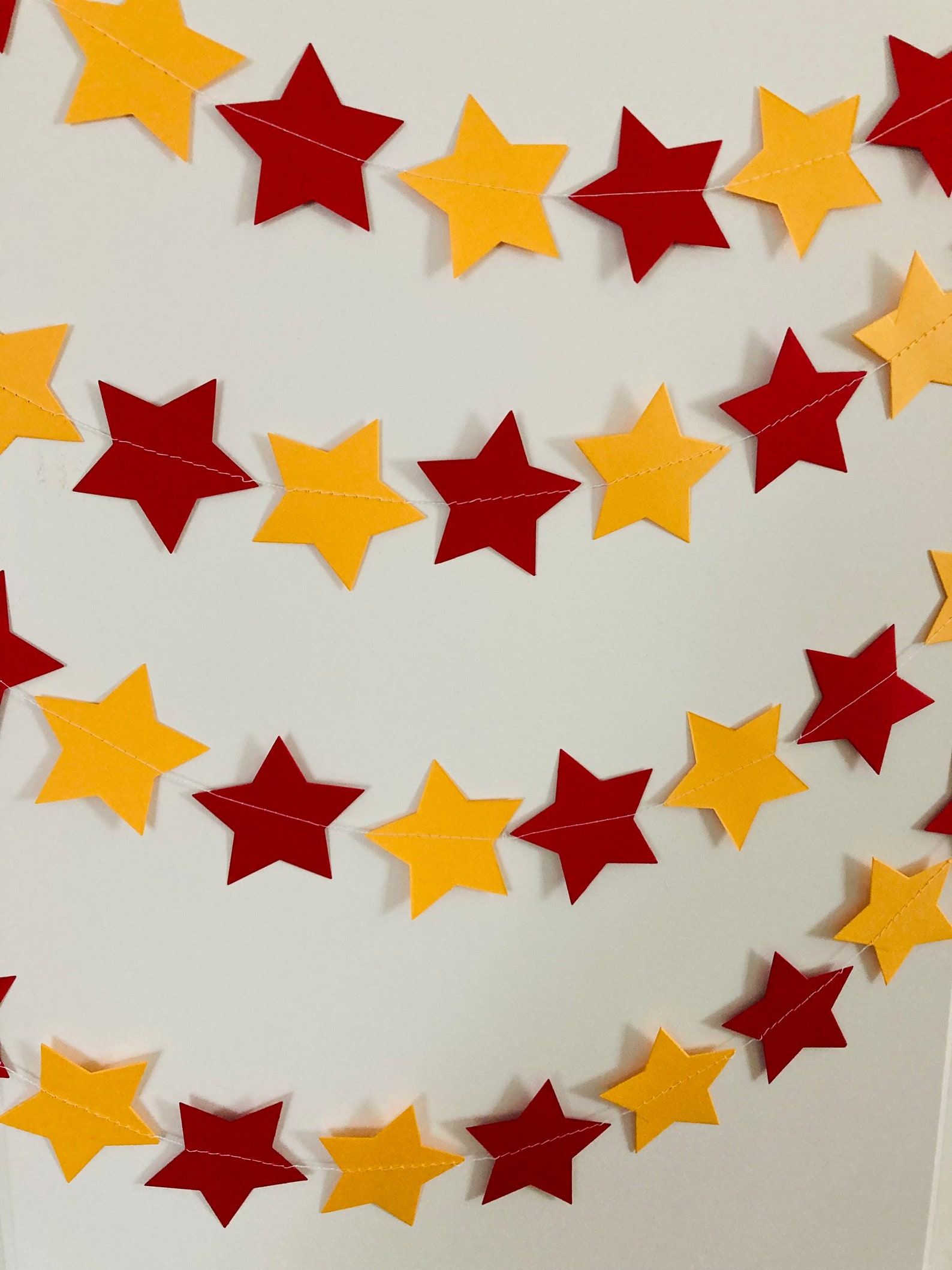 Star Graduation Paper Garland, Cardinal Red and Gold Star Bunting, Dorm ...
