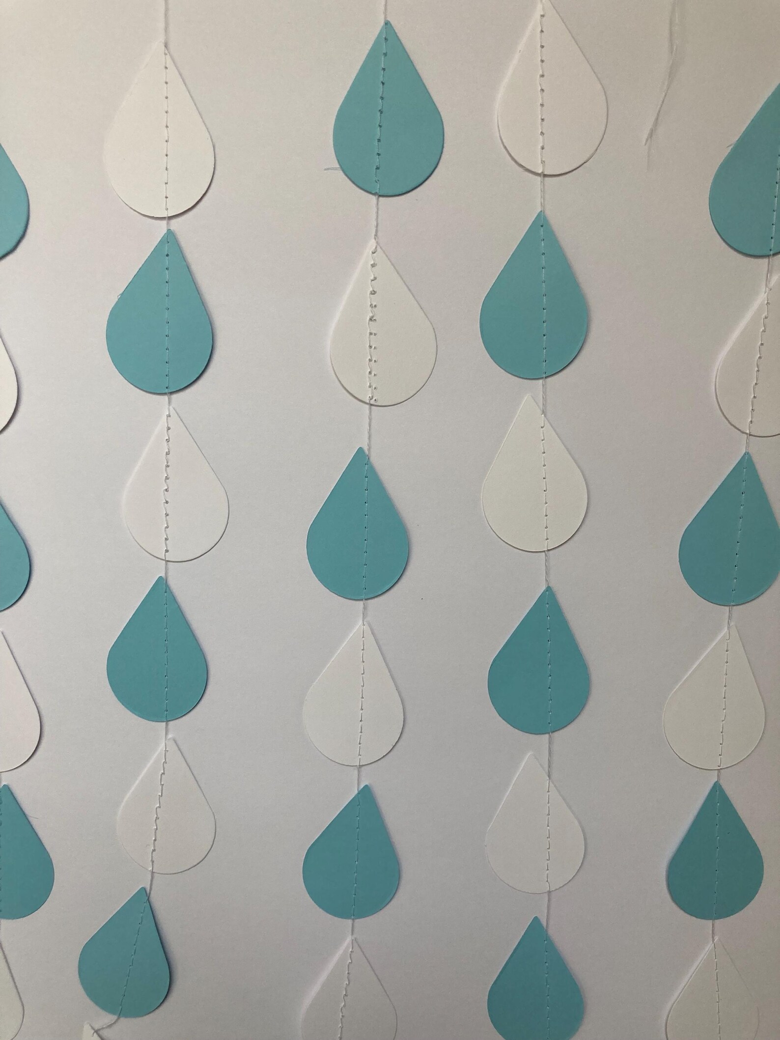 Blue and White Raindrop Garland, Boy Baby Shower, Dangling Paper ...