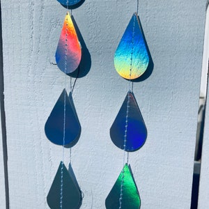 Iridescent Raindrop Garland, Holographic, Baby Sprinkle Decor, Baby ...