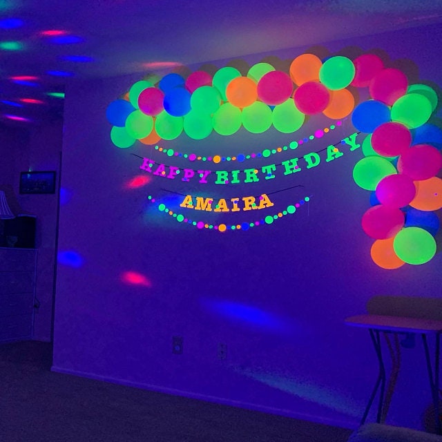 Glow Party Birthday Banner Neon Fluorescent Birthday Banner | Etsy