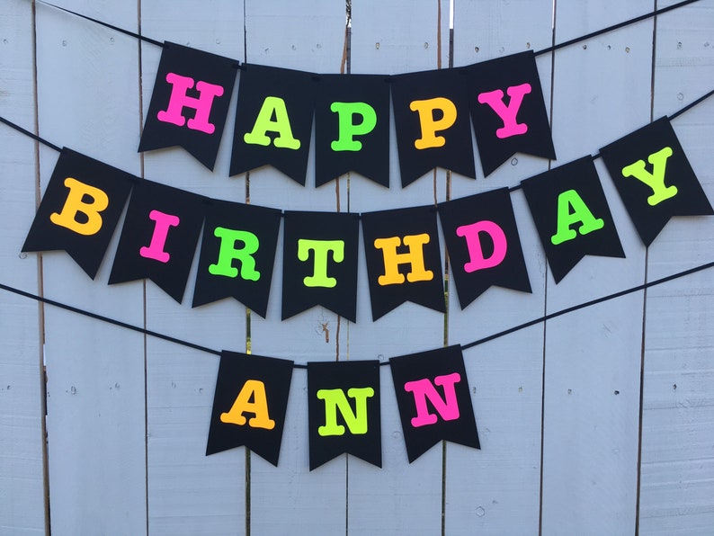 Large Neon Birthday Banner Glow Party Banner Custom Neon - Etsy