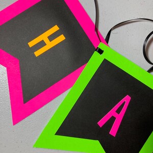 Fluorescent Neon Birthday Banner, Glow Party Sign, Retro 80s Birthday ...
