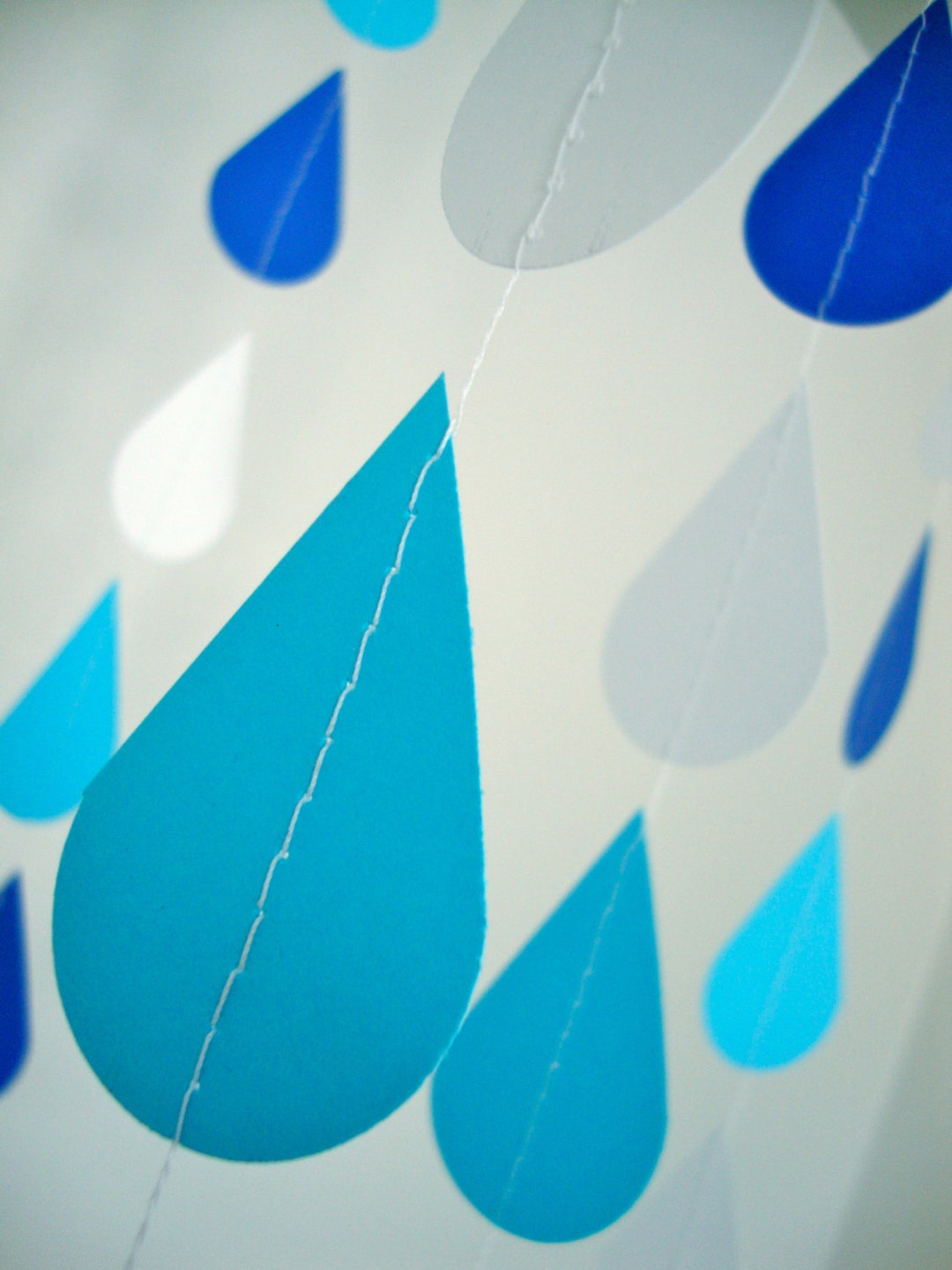 Blue and Turquoise Raindrops, Raindrop Garland, Baby Sprinkle ...