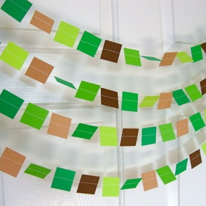 Green and Brown Square Party Garland, Minecraft Party Decoration ...